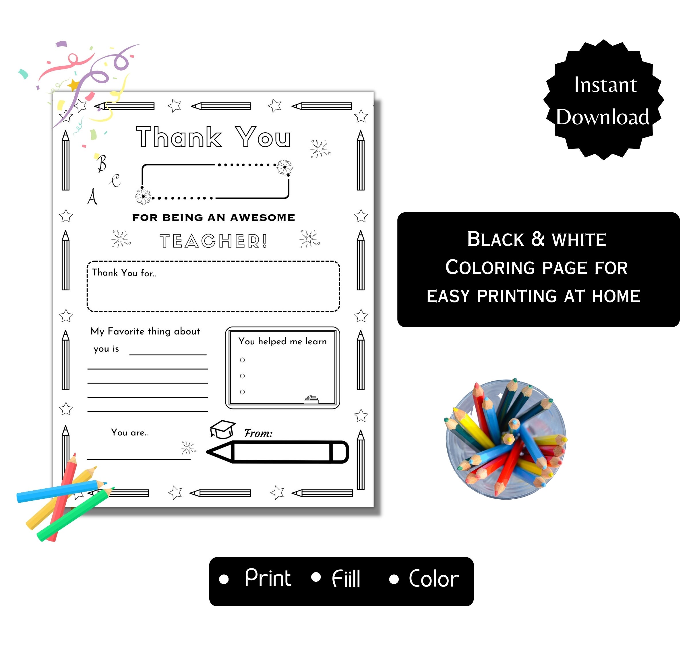 Teacher Appreciation Printable Teacher Appreciation Coloring Page ...