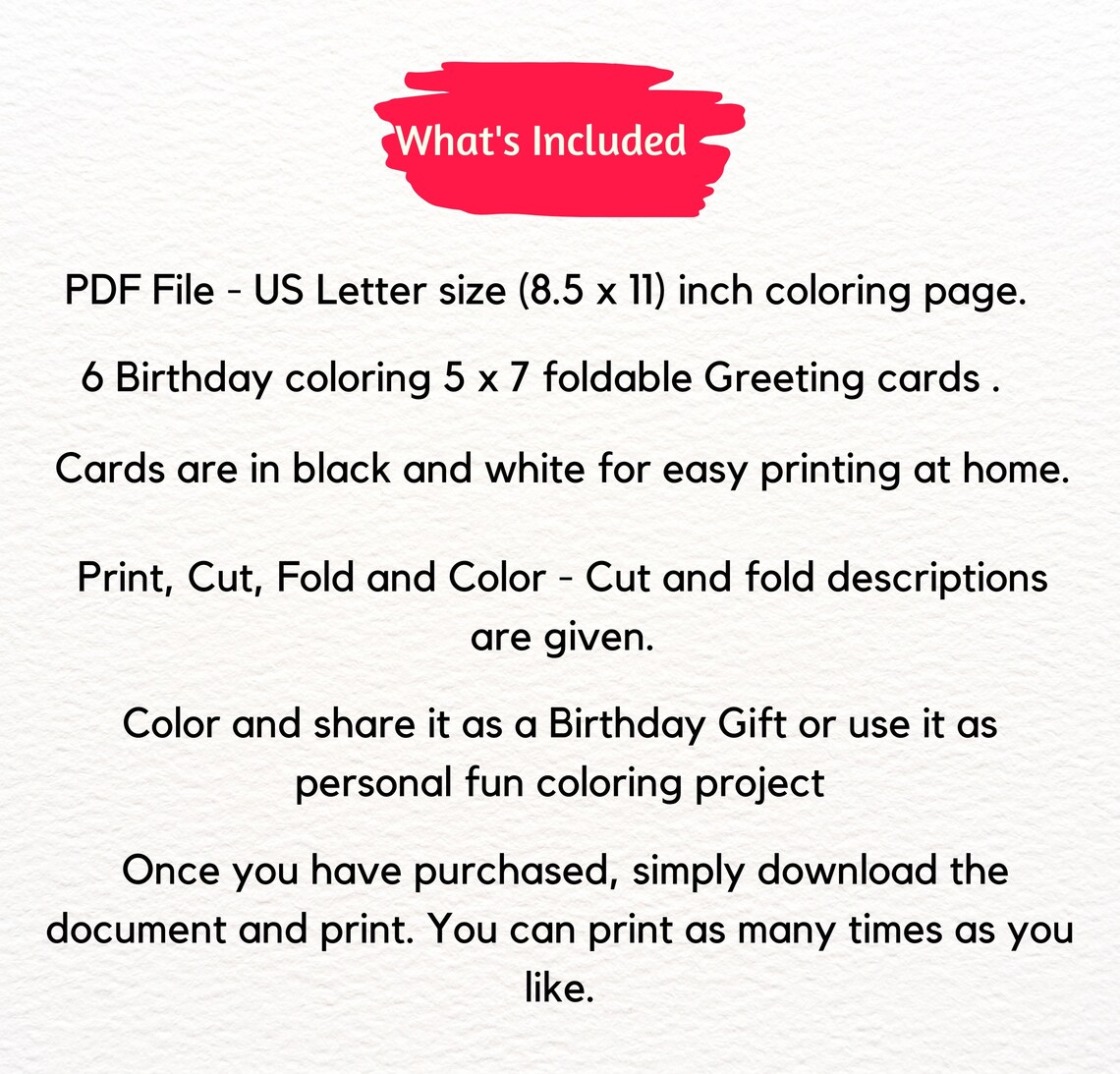 Printable Happy Birthday Coloring Cards, 6 Birthday Cards, Kids ...