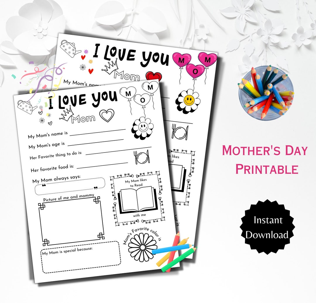 Mothers Day Activity for Kids, All About Mom Printable, Mothers Day ...