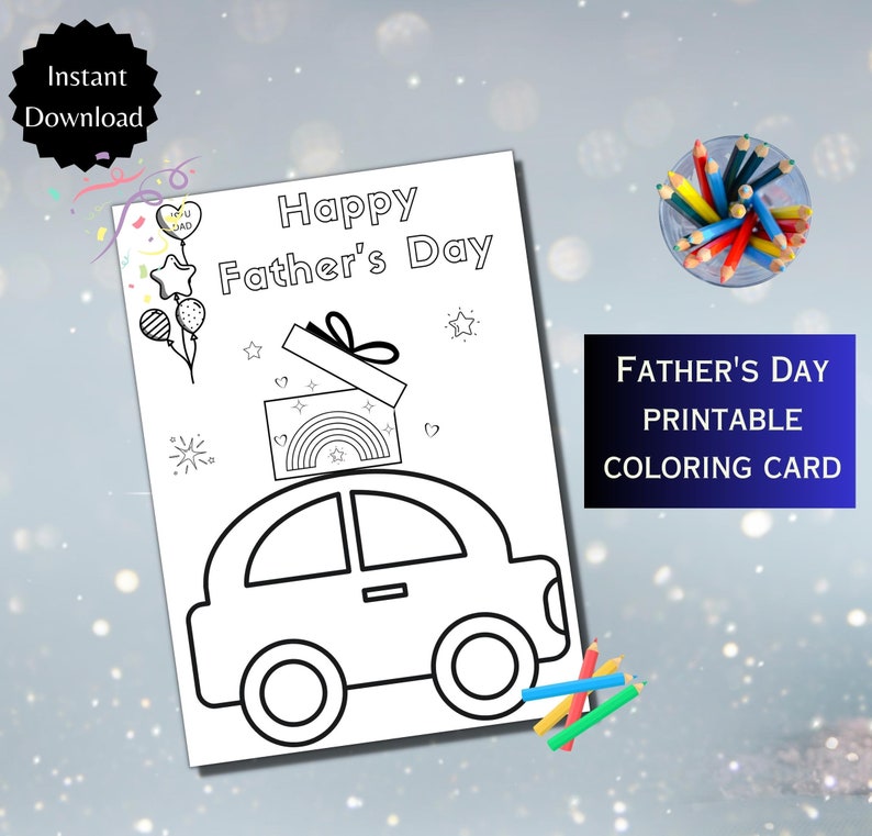 Happy Fathers Day Printable Coloring Card, Printable Father's Day ...