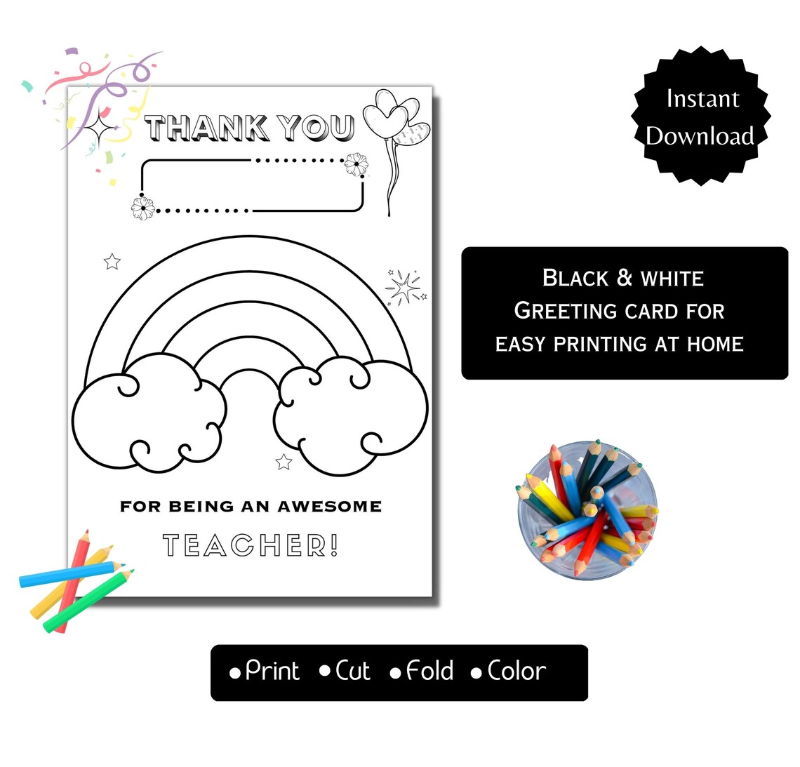 Teacher Appreciation Week Printable, Teacher Thank You Card Printable ...