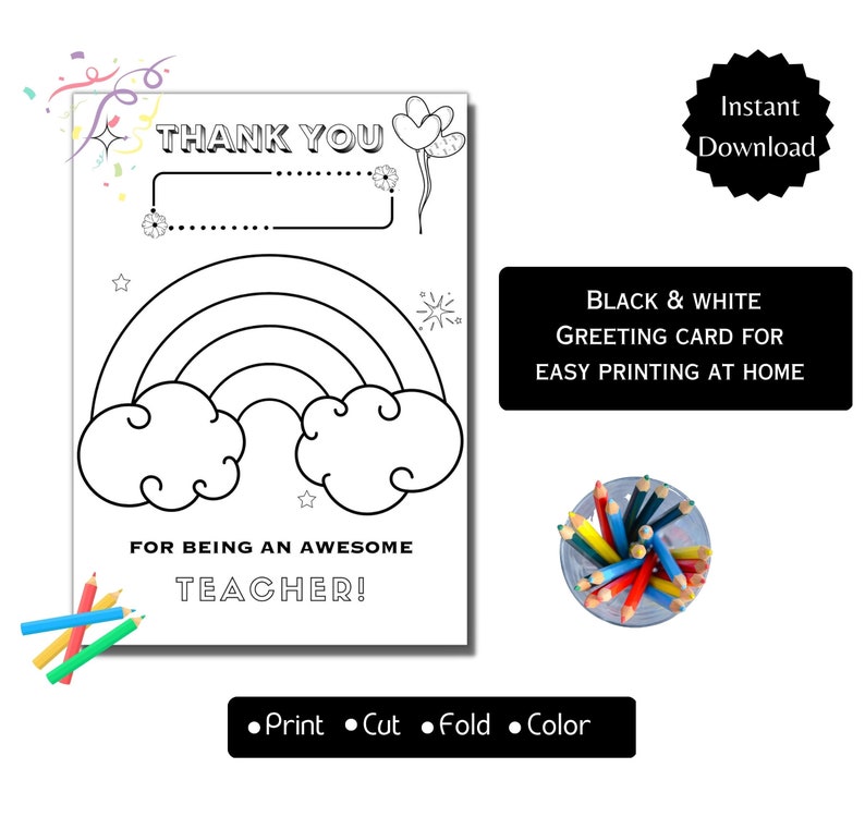 Teacher Appreciation Week Printable, Teacher Thank You Card Printable ...