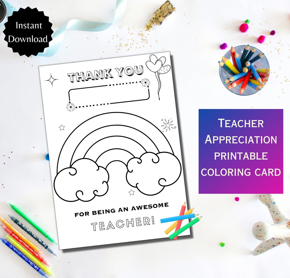 Teacher Appreciation Week Printable, Teacher Thank You Card Printable ...