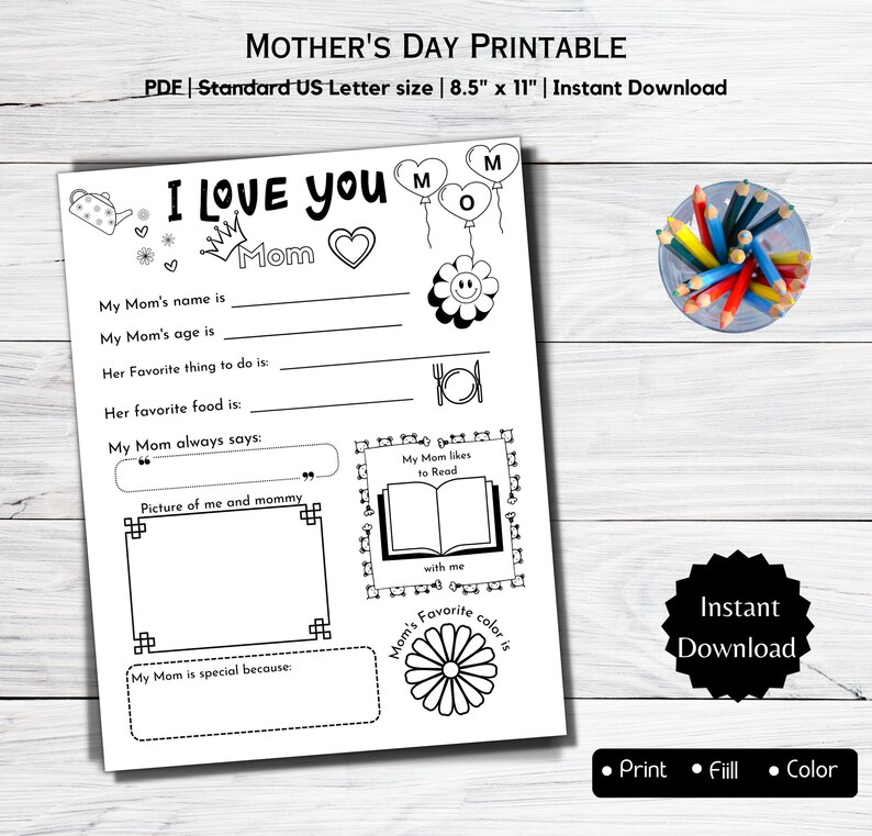 Mothers Day Activity for Kids, All About Mom Printable, Mothers Day ...