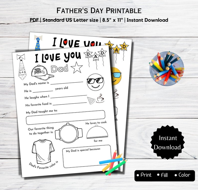 All About My Dad Printable, Fathers Day Gift, Fathers Day Questionnaire ...