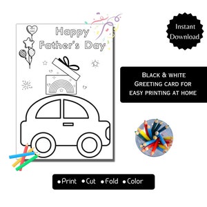 Happy Fathers Day Printable Coloring Card, Printable Father's Day ...