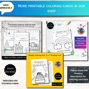 Printable Happy Birthday Coloring Cards, 6 Birthday Cards, Kids ...