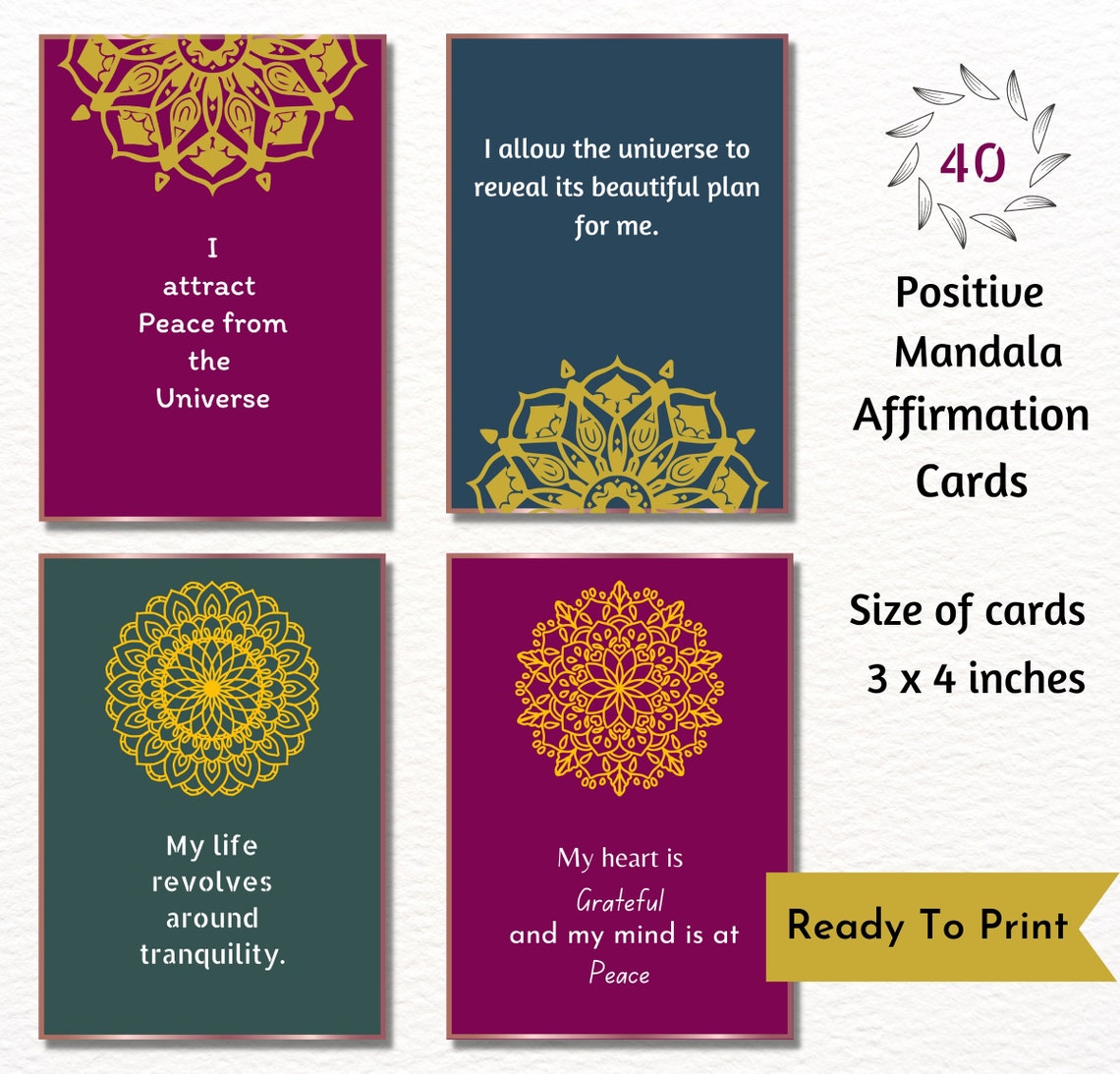 Printable Affirmation Cards, Mandala, Positive Daily Affirmations ...