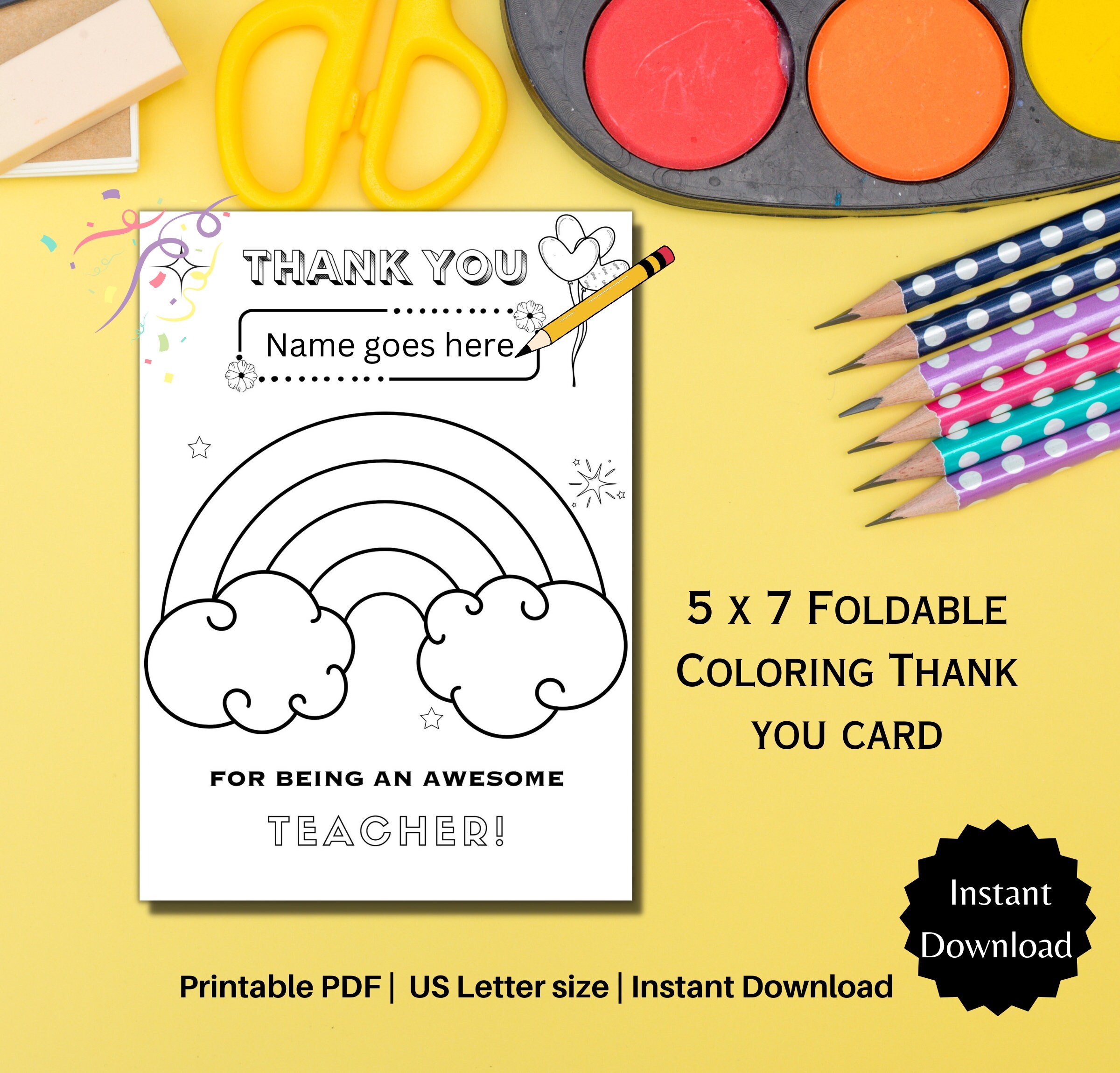 Teacher Appreciation Week Printable, Teacher Thank You Card Printable ...