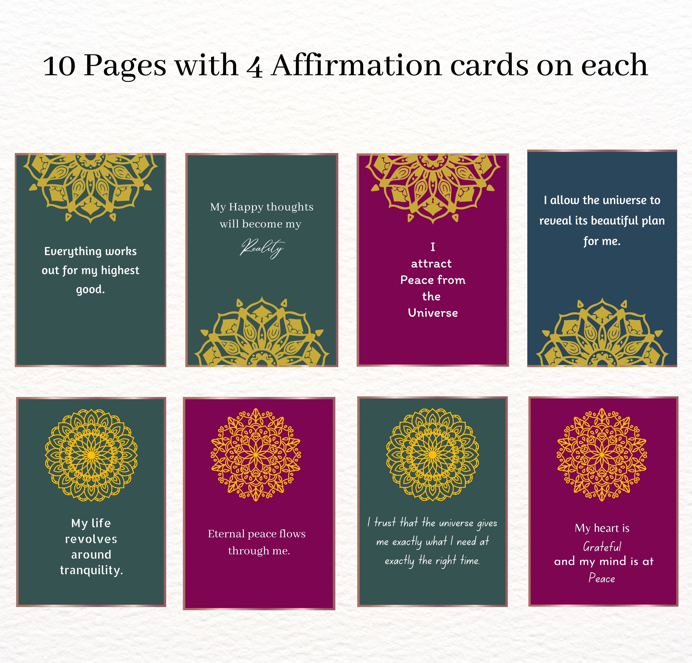 Printable Affirmation Cards, Mandala, Positive Daily Affirmations ...