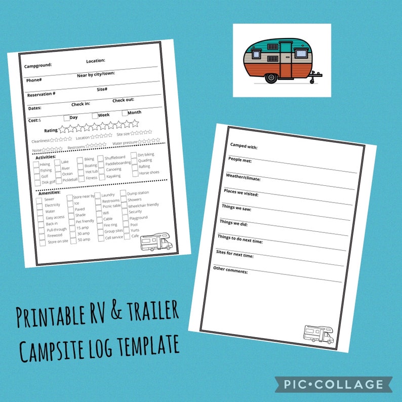 Printable RV and Trailer Campsite Log Template - Etsy