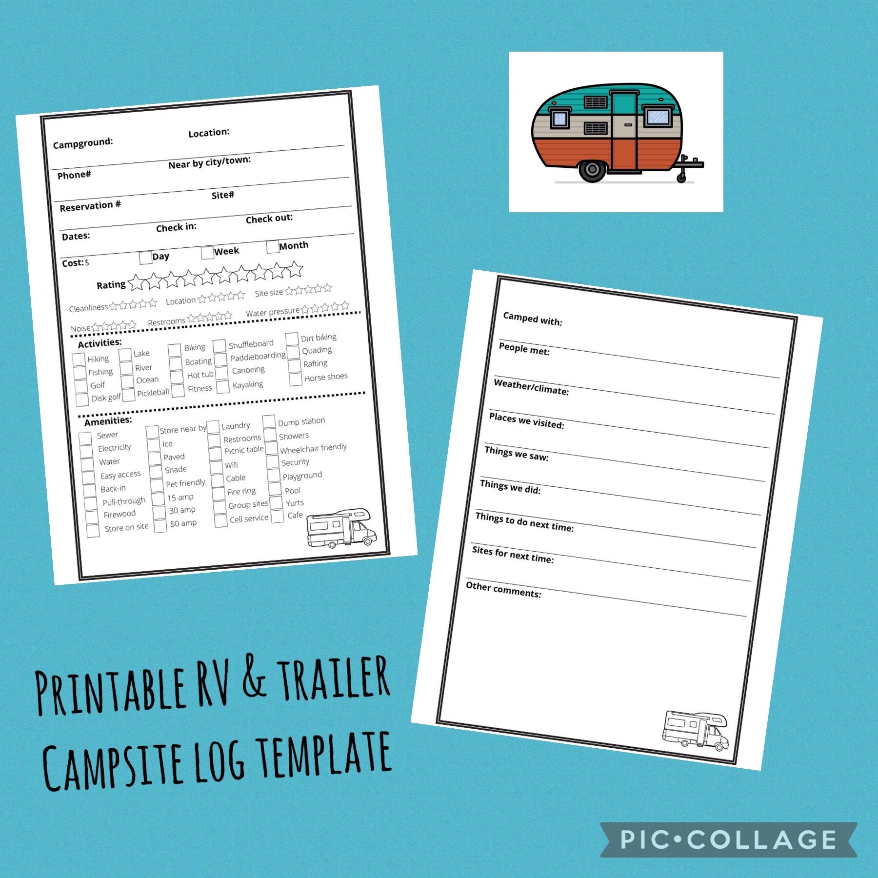 Printable RV and Trailer Campsite Log Template - Etsy