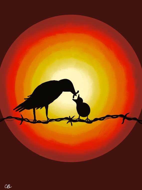 Mama And Baby Bird Art