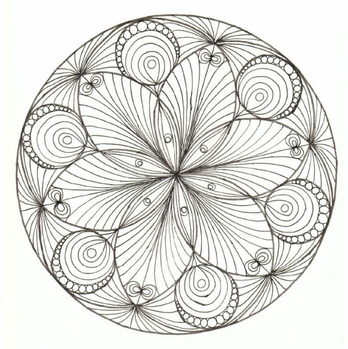 Hand Drawn Mandala Coloring Printables, Geometric Art Coloring ...