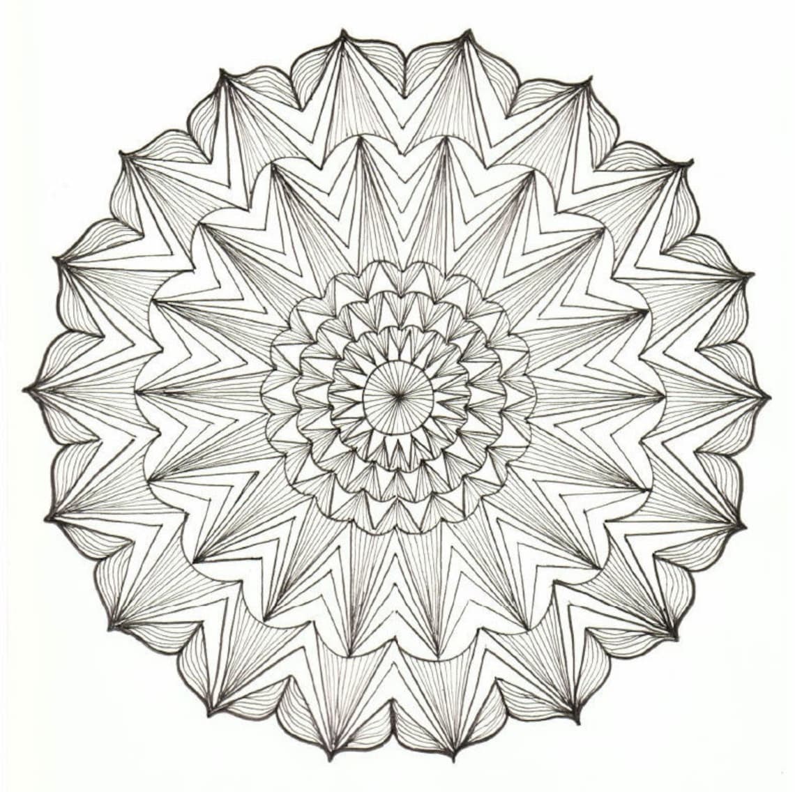 Hand Drawn Mandala Coloring Printables, Geometric Art Coloring ...