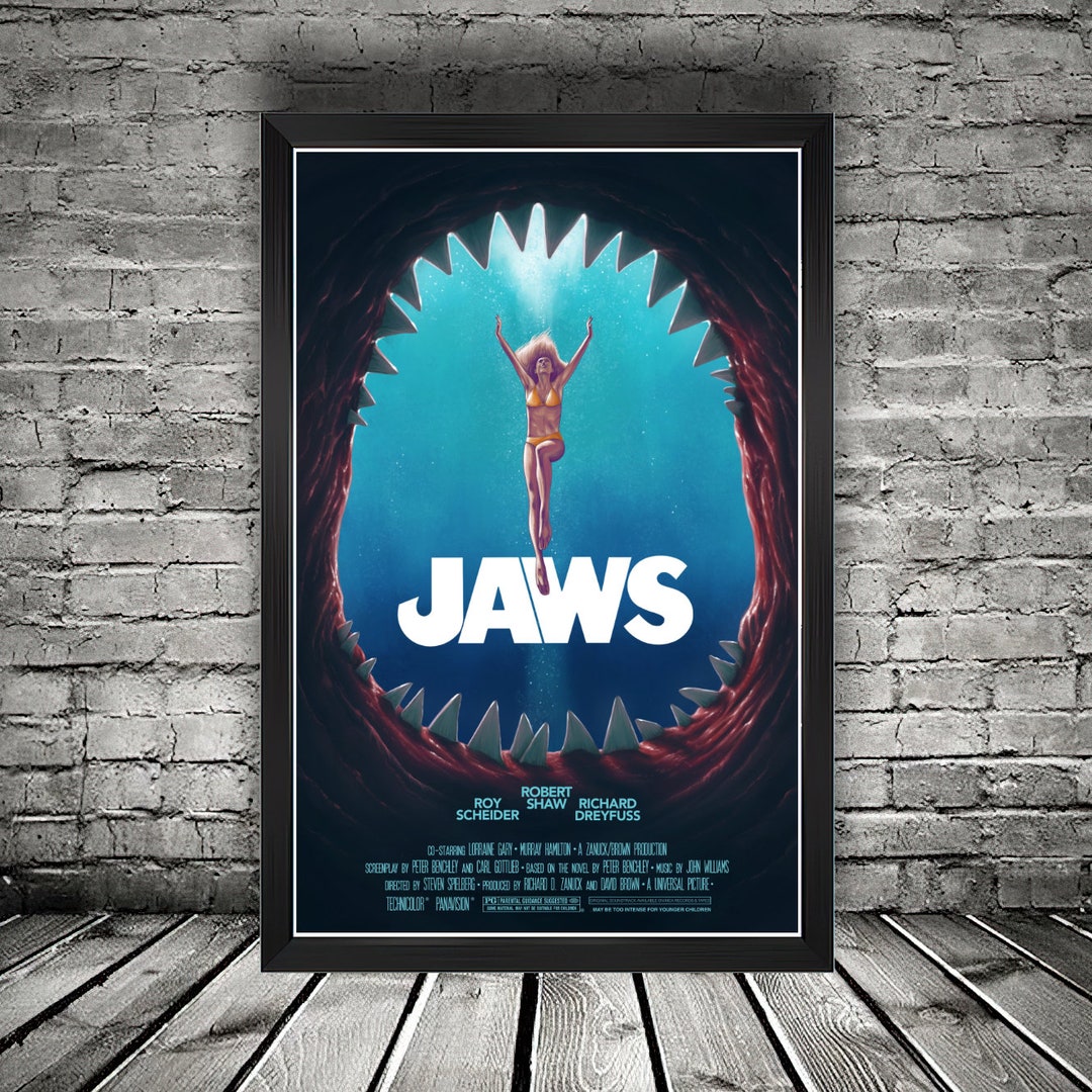 Custom Jaws 1975 Movie Posters Steven Spielberg Roy Scheider Robert ...