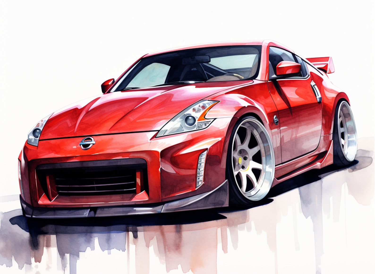 2009 Nissan 350Z Watercolor SVG and PNG Files, Sports Car, Exotic Car ...