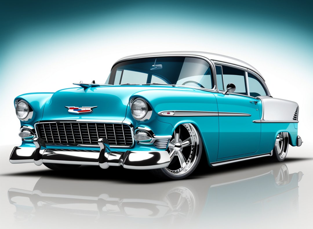 1955 Chevy Bel Air SVG and PNG Files, Office Art, Wall Art, Muscle Car ...