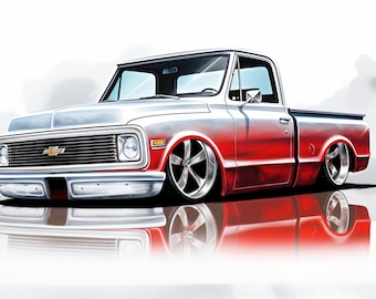 Chevy Squarebody Slammed C10 Digital File, PNG and SVG Files, Chevy C10 ...