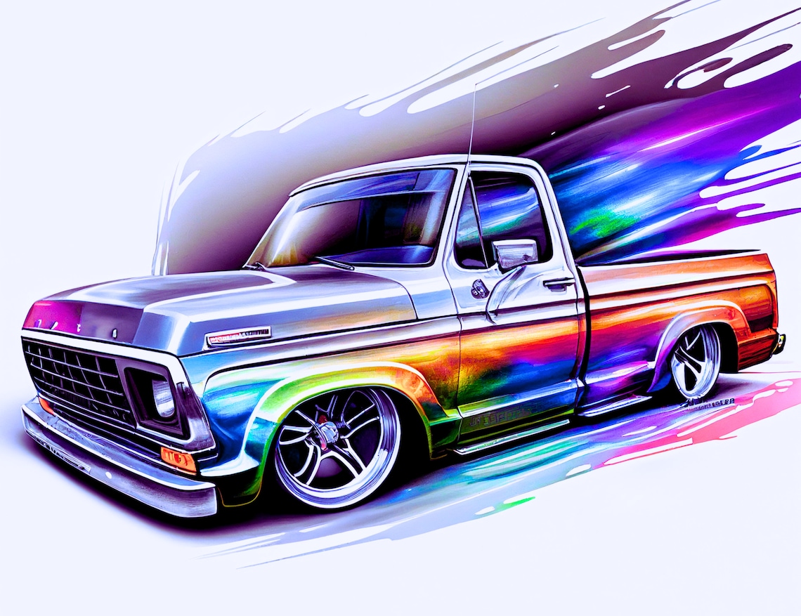 1979 Ford F100 Watercolor SVG, Gift for Dad, Downloadable, Wall Art ...