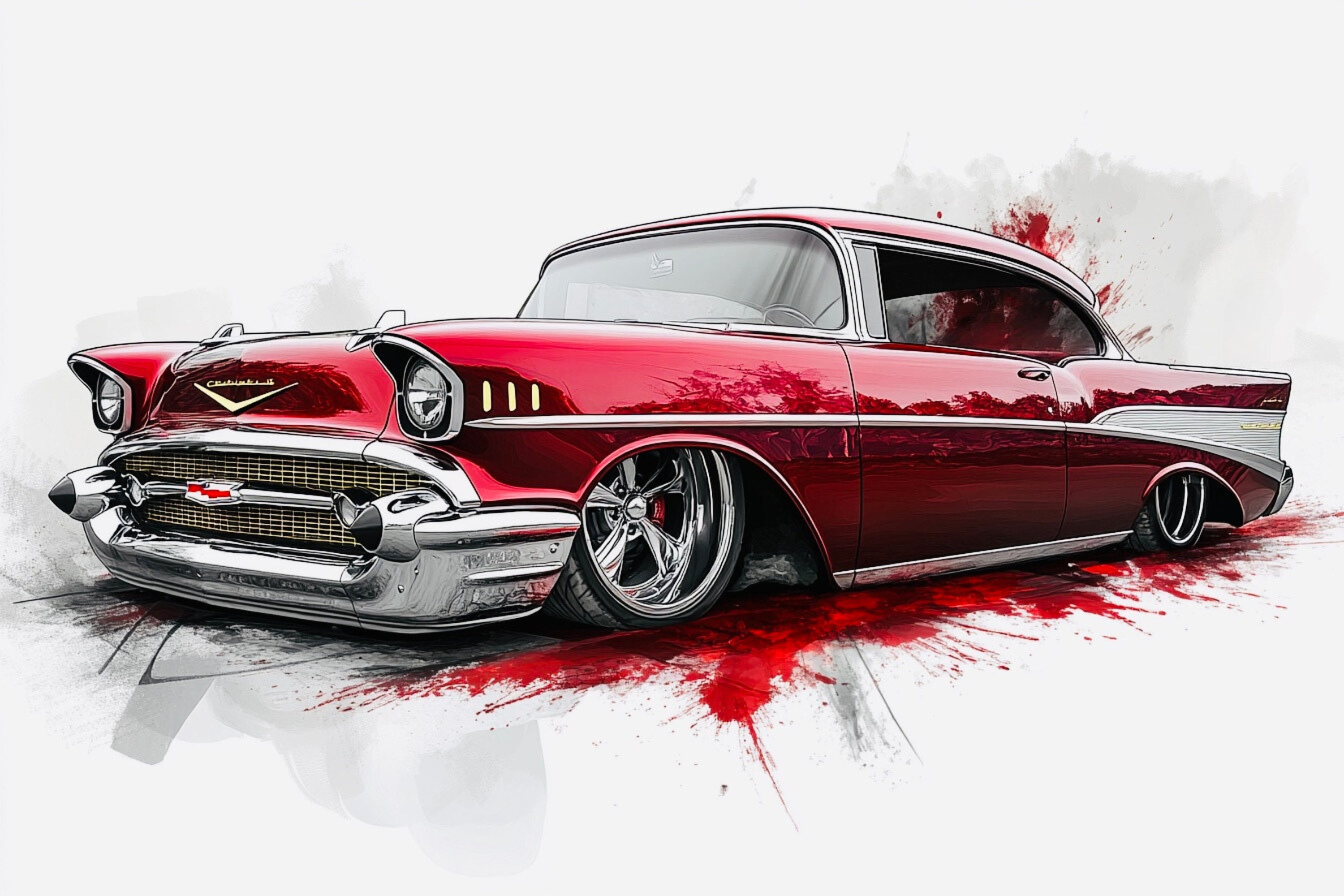 1957 Chevy Bel Air PNG Files, Office Art, Wall Art, Muscle Car, Man ...