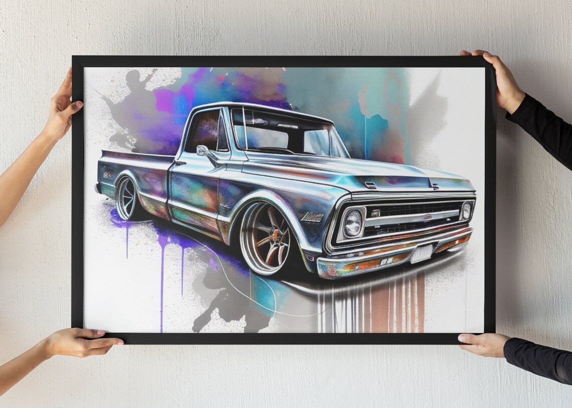 1968 Chevy C10 Watercolor PNG and SVG, Gift for Dad, Downloadable, Wall ...