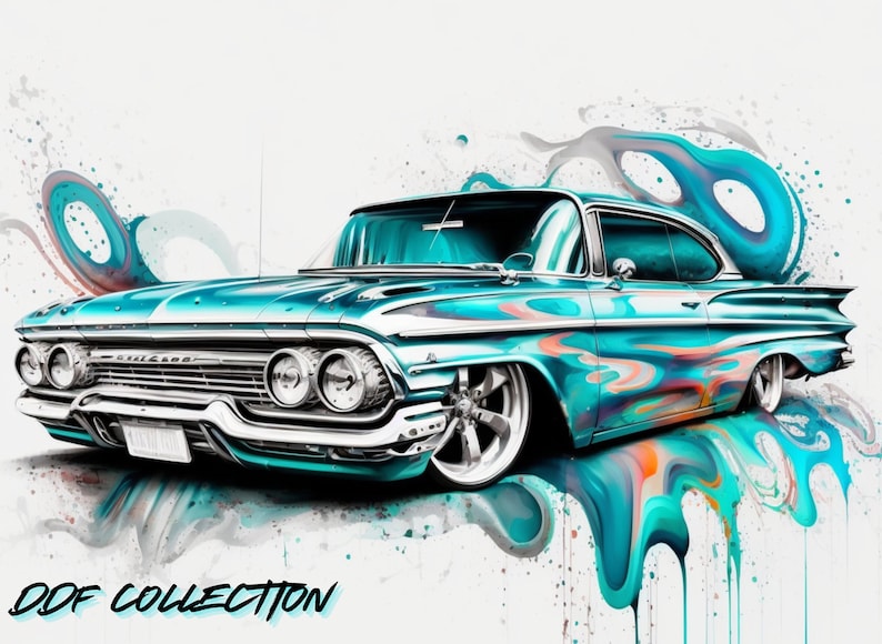 1960 Chevy Impala SVG and PNG Files, Gift for Dad, Downloadable, Wall ...