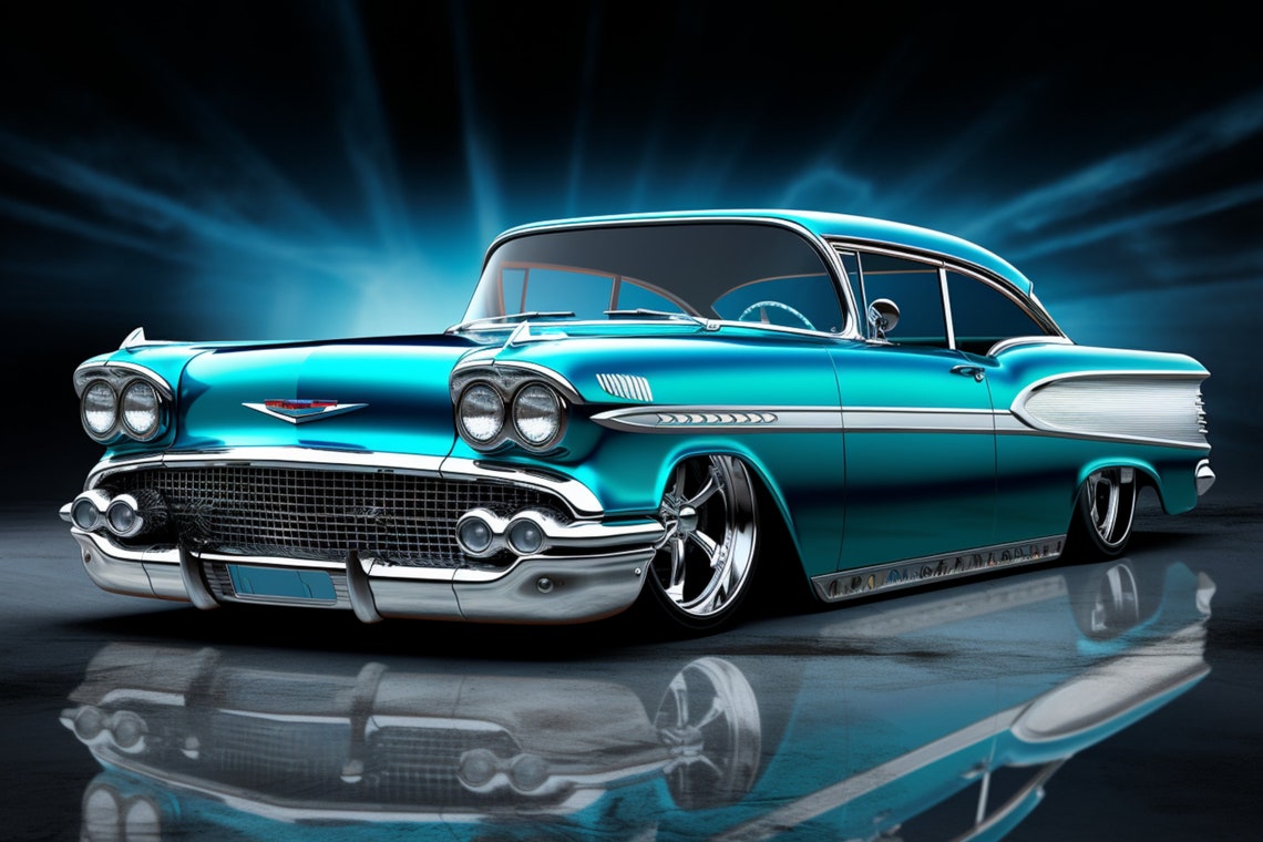 1958 Chevy Bel Air Art, Muscle Car Poster, Man Cave Decor (SVG, PNG) - Etsy