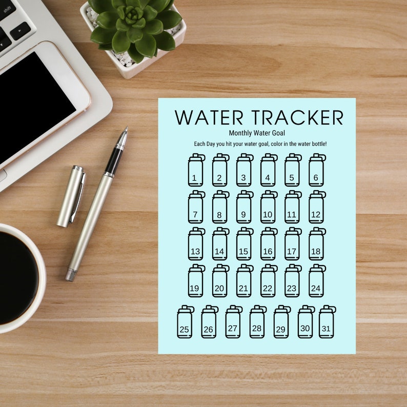 Printable Water Intake Tracker, Daily Habit Tracker, Positivity Planner ...