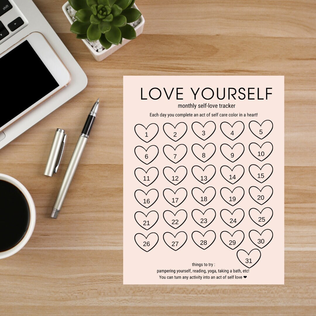 Printable Self Love Tracker, Daily Habit Tracker, Positivity Planner ...