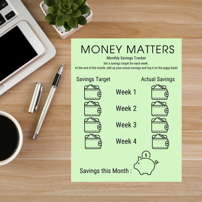 Printable Savings Tracker, Habit Tracker, Positivity Planner, Financial ...