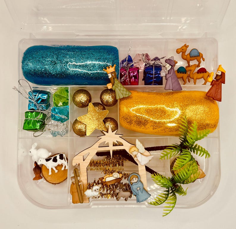 Nativity Play Dough Sensory Kit: Glitter Playdough, Mini Figures - Etsy