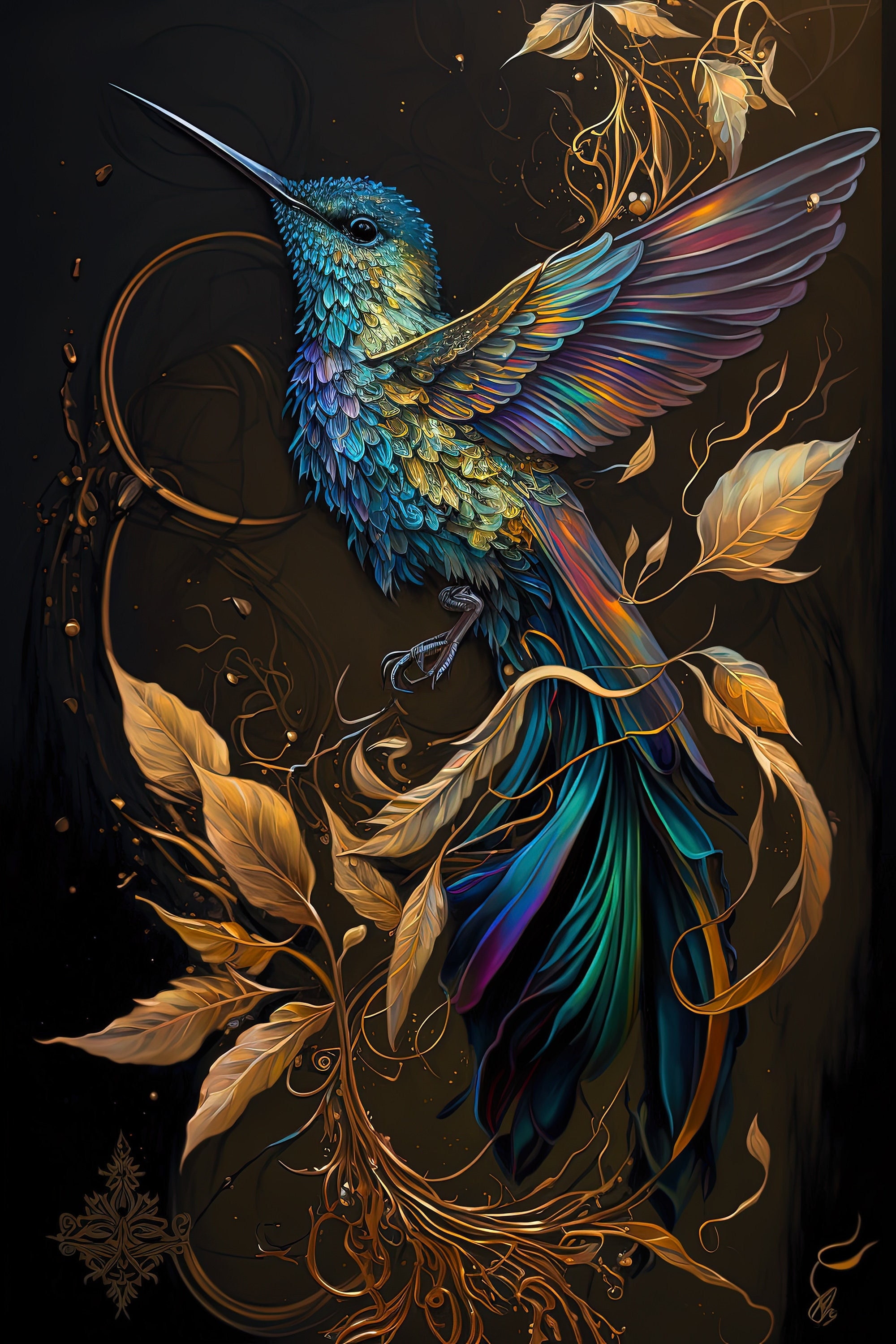 Hummingbird - Digital Download Now! - Print Options - AI Art ...