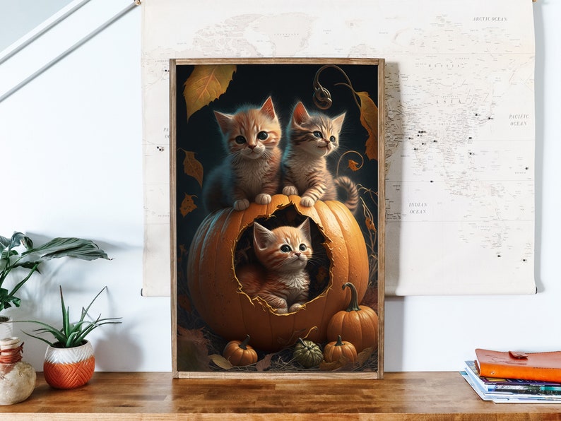 Cats in Pumpkin Download Print for Picture, Wall Art or Poster! - Etsy