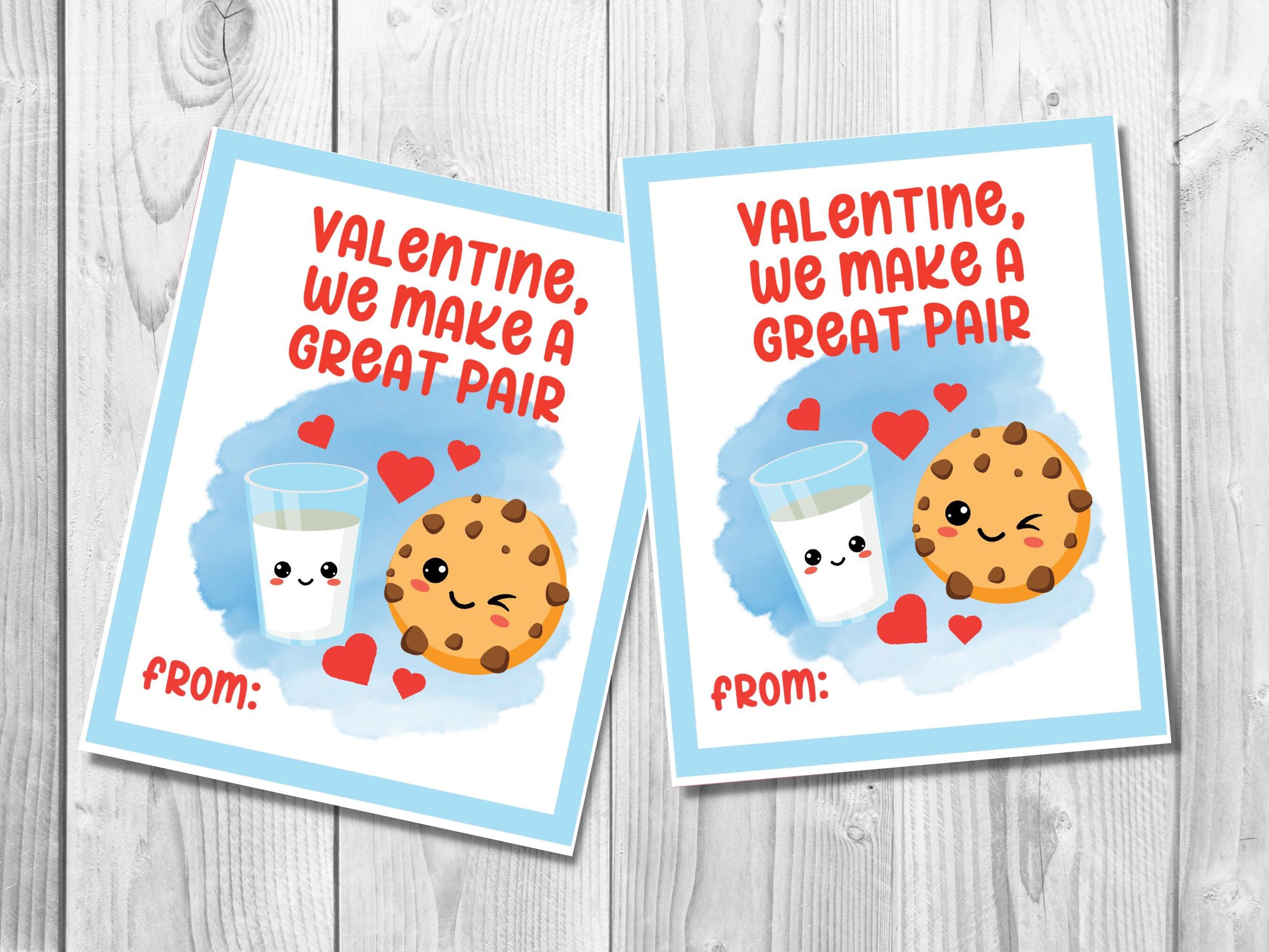 Printable Valentine Cards for Kids, Digital Valentine Cards, Cute Food ...