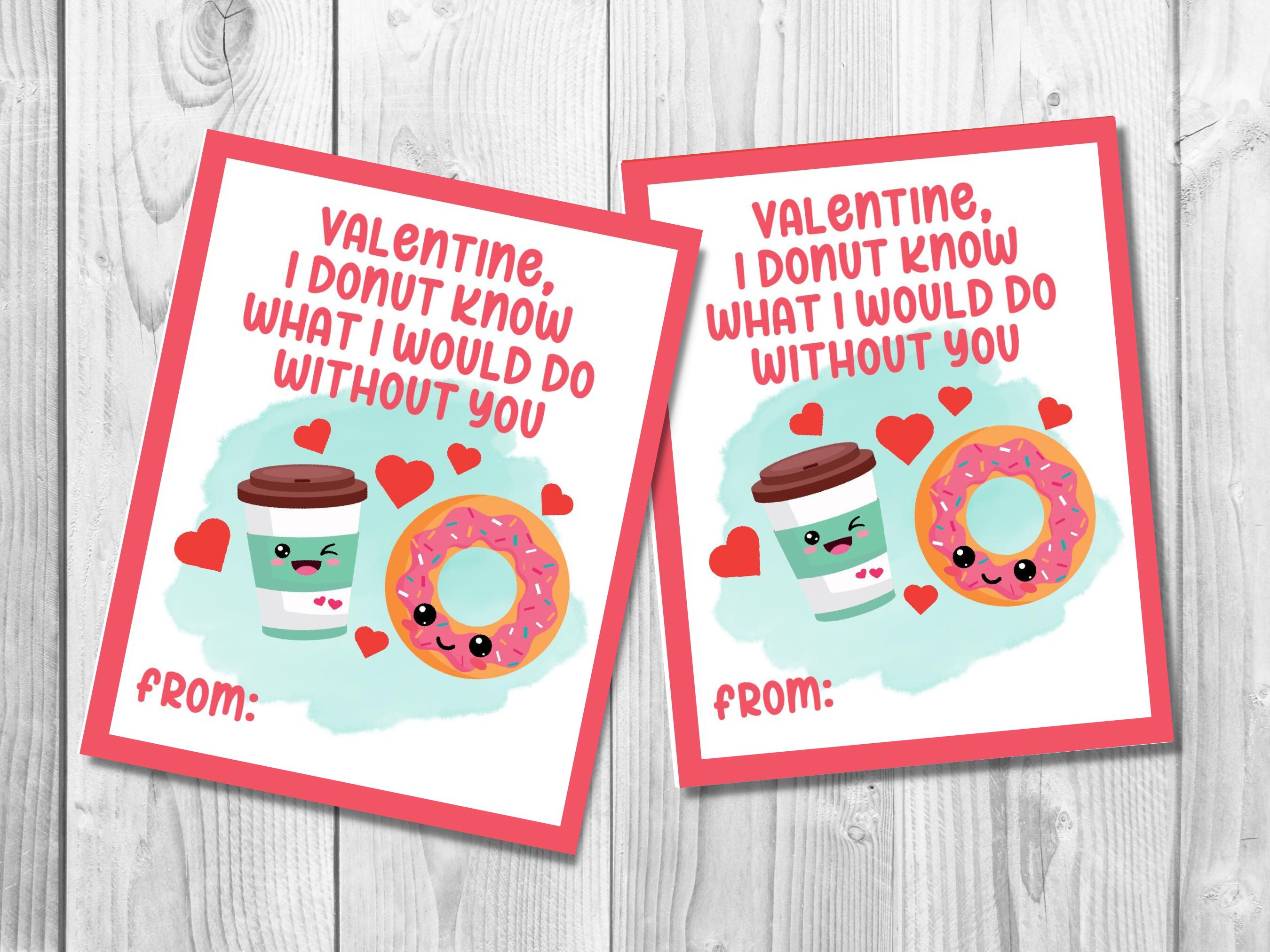 Printable Valentine Cards for Kids, Digital Valentine Cards, Cute Food ...