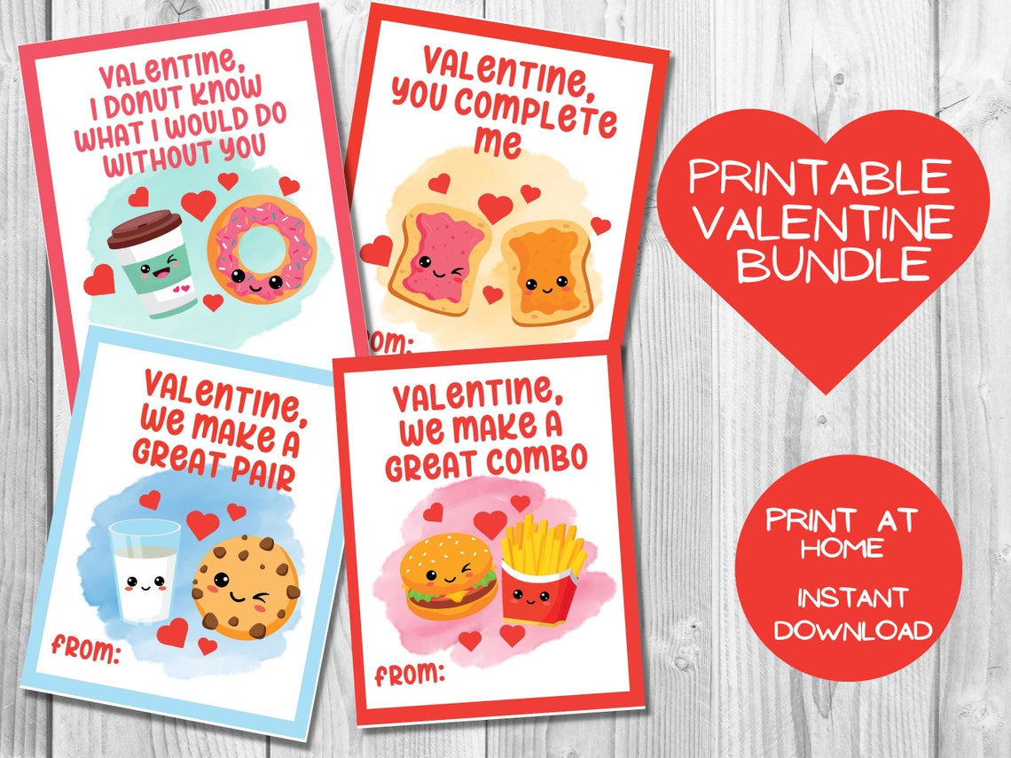 Printable Valentine Cards for Kids Digital Valentine Cards - Etsy