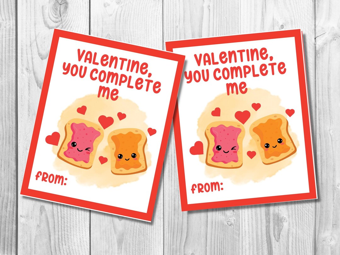 Printable Valentine Cards for Kids, Digital Valentine Cards, Cute Food ...