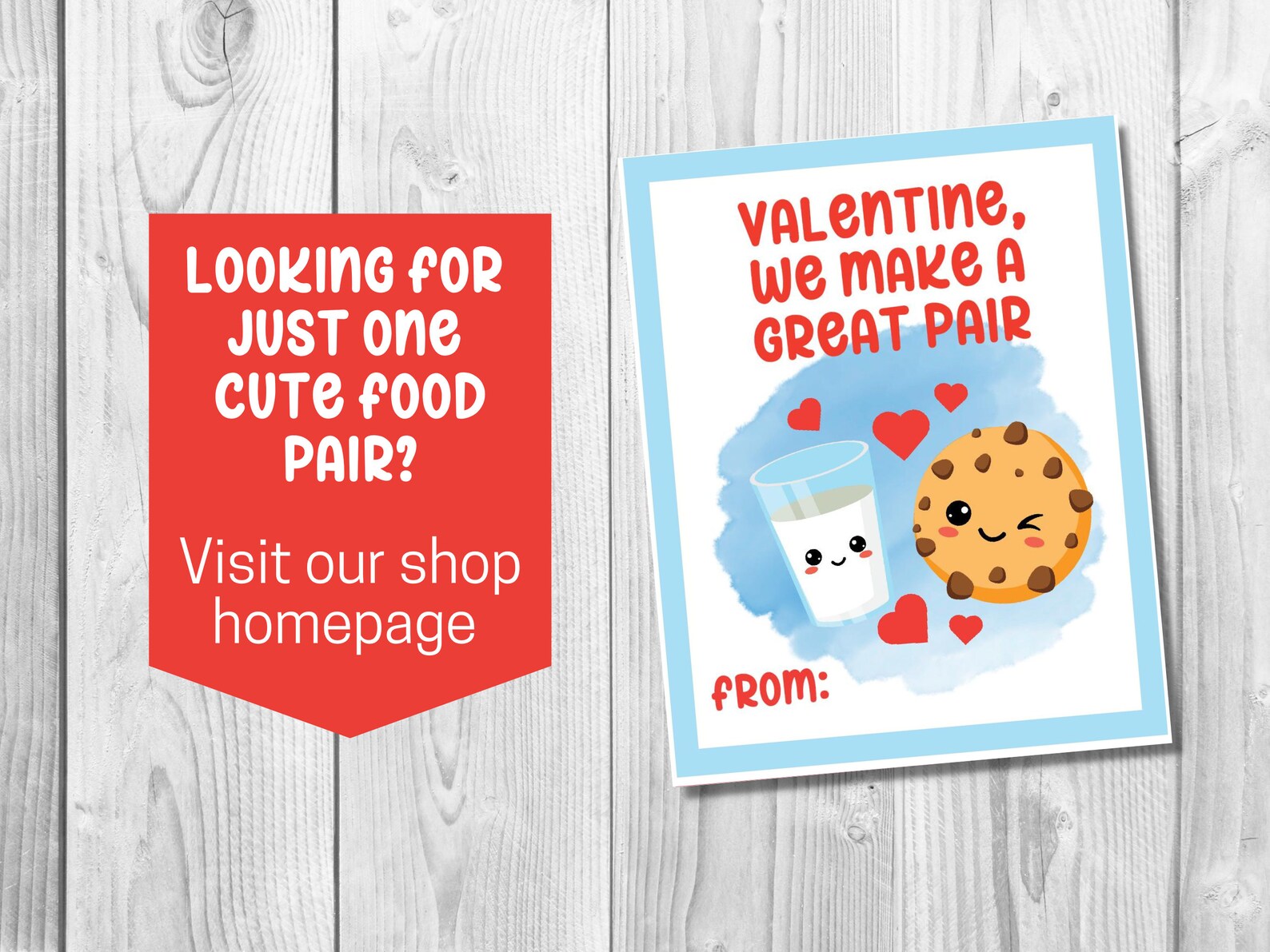 Printable Valentine Cards for Kids, Digital Valentine Cards, Cute Food ...