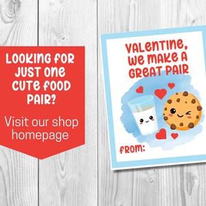 Printable Valentine Cards for Kids, Digital Valentine Cards, Cute Food ...