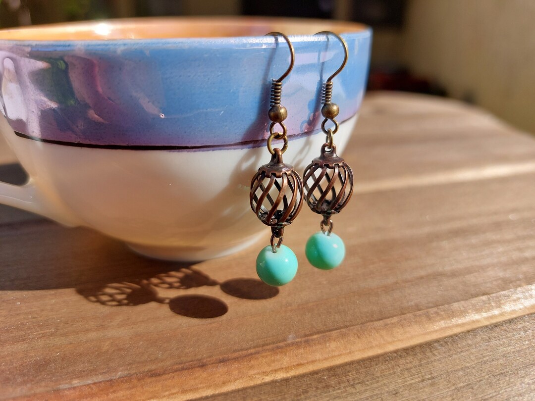 Bronze Swirl Cage Earrings - Etsy