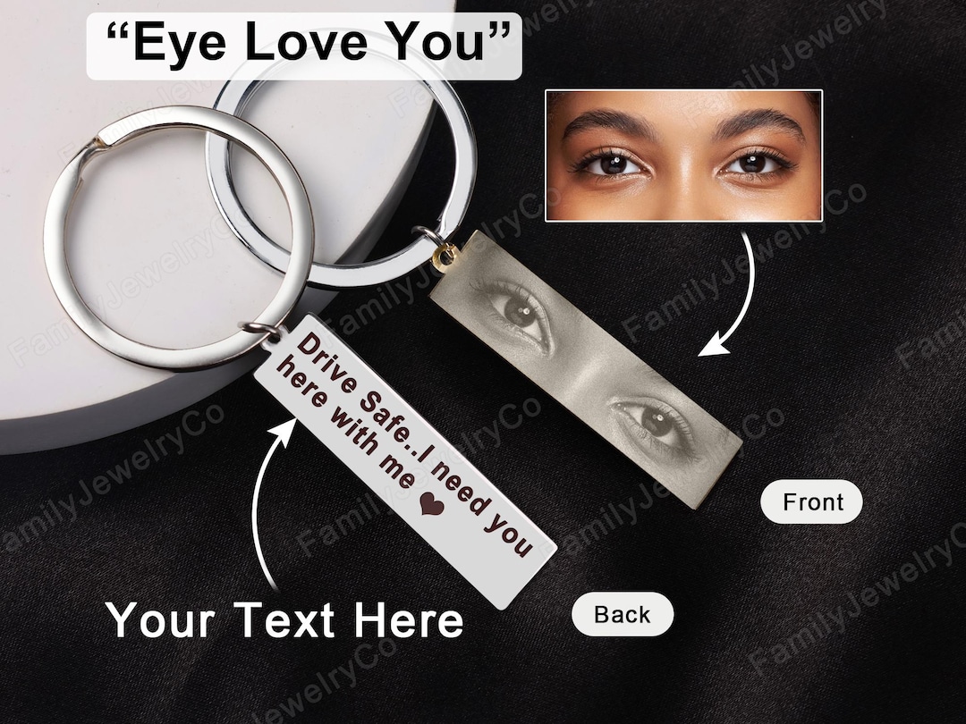Personalized Human Eyes Keychain, Your Eyes Photo Drive Safe Keychain ...