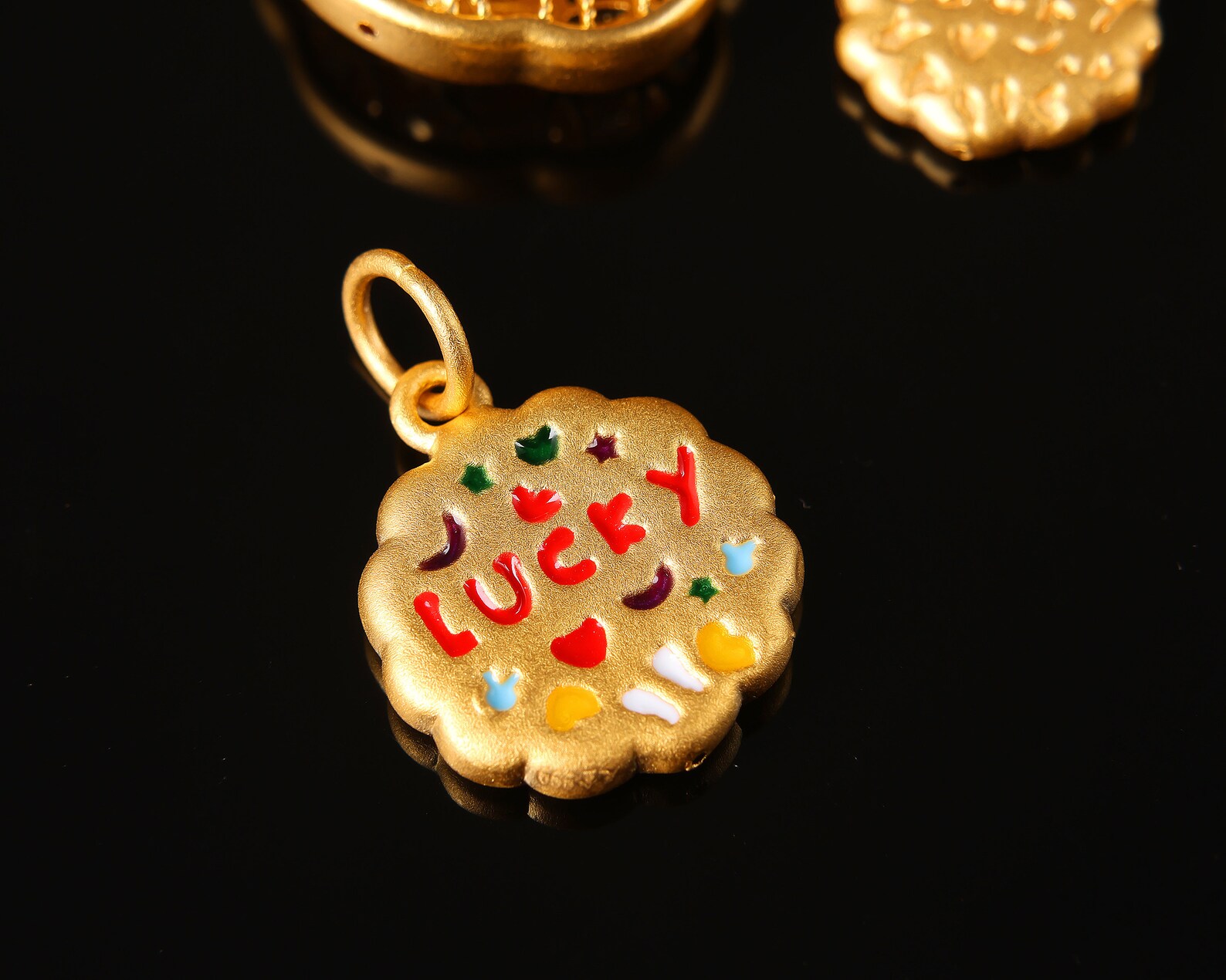 24K Gold Lucky Cookie Charm, Jewelry Making Pendant - Etsy