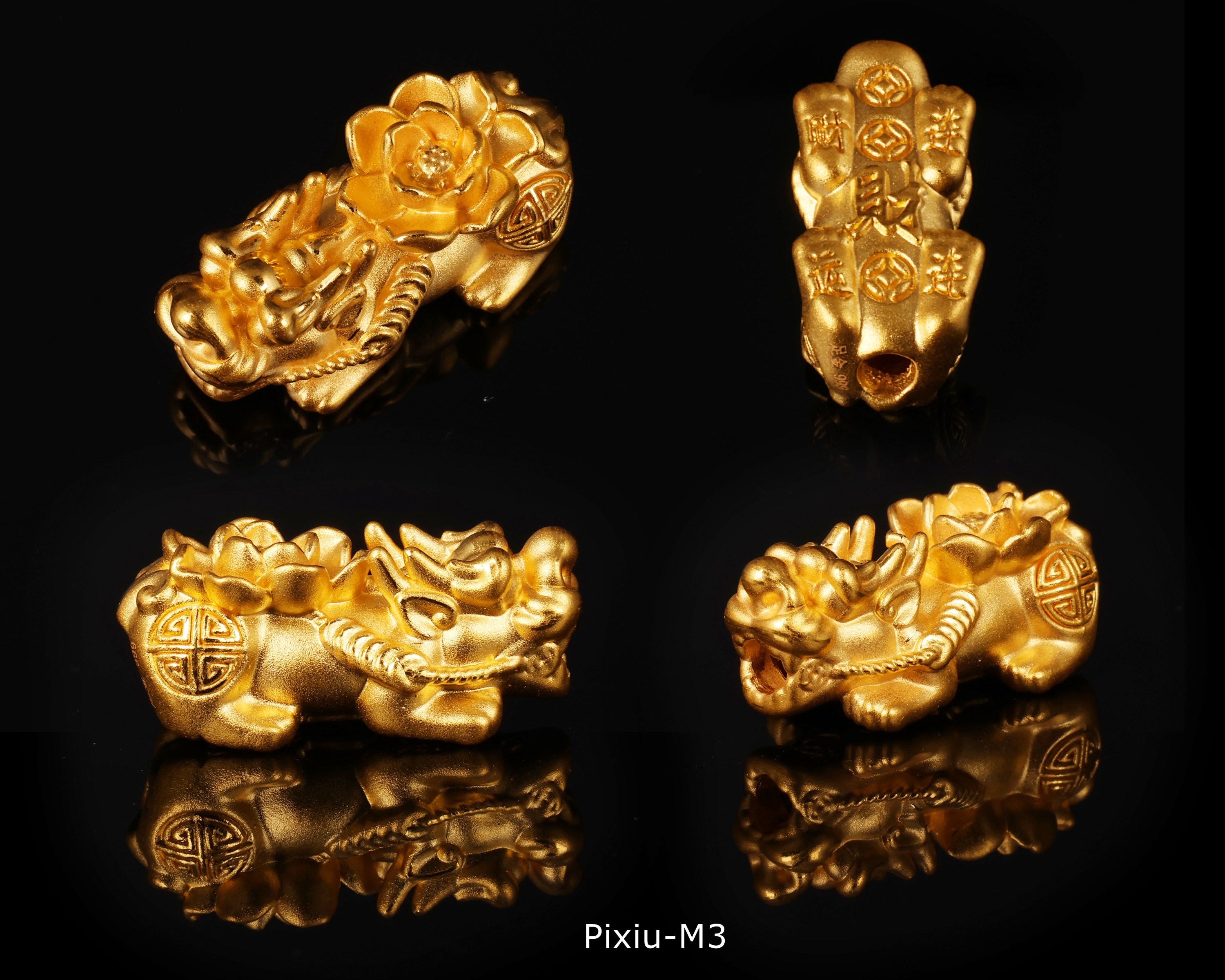 24K Gold Pixiu Charms Beads Fengshui Lucky Wealth Piyao Beads for ...