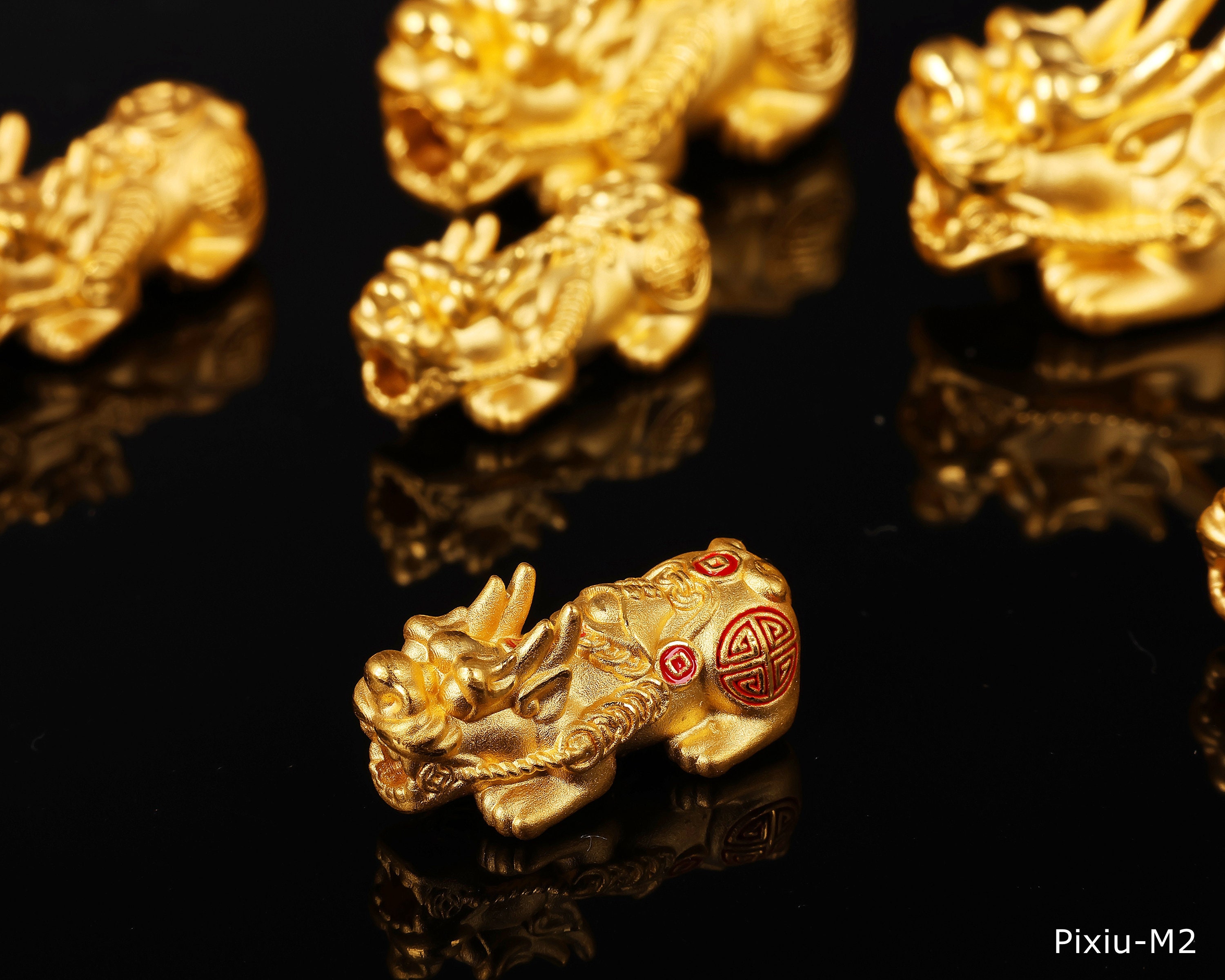 24K Gold Pixiu Charms Beads Fengshui Lucky Wealth Piyao Beads - Etsy