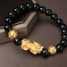 Beaded Piyao Bracelets 24K 999 Gold, Golden Wealthy Pixiu Pattern With ...