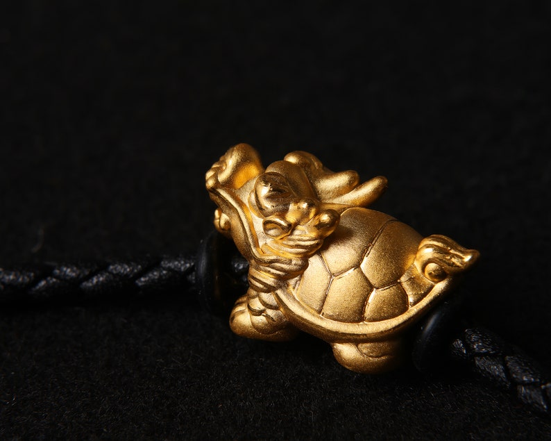 Stylish 24K Gold Dragon Turtle Feng Shui Bracelet With Minimalist ...