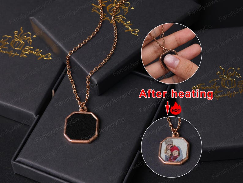 Personalized Heat-activated Photo Necklace, Hidden Your Photo, Magic ...