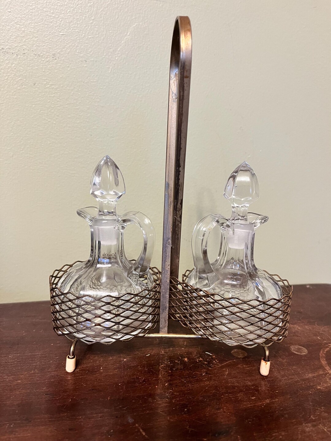 Vintage Cruet Set- Olive Oil Vinaigrette Caddy - Etsy