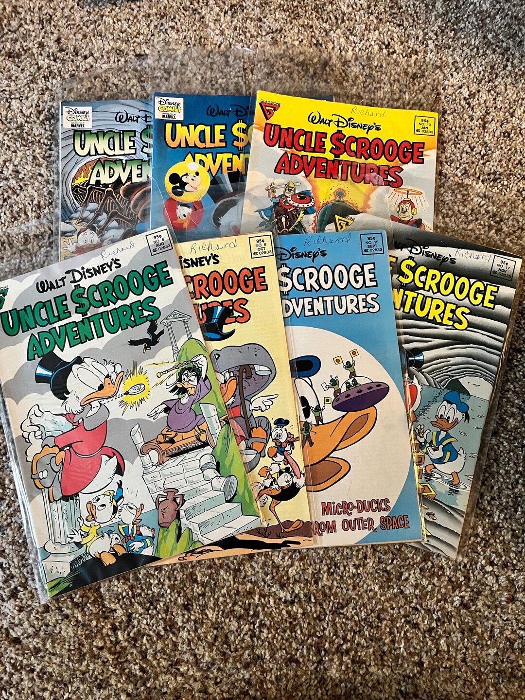 Walt Disney Uncle Scrooge Adventure Comic Books Issue 6, 8, 15, 17, 19 ...